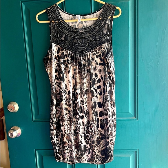 Studio Y | Dresses | Studio Y Black And Brown Animal Print Mini Dress ...